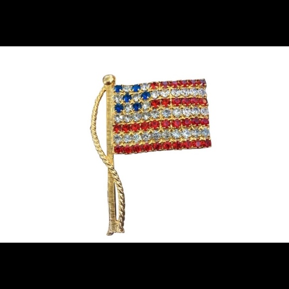 Jewelry | Vintage American Flag Crystal Stone Brooch Pin | Poshmark